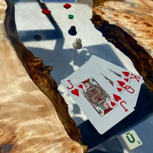 Custom Poplar Wood Clear Transparent Epoxy Table- Dining Table- Poker ...