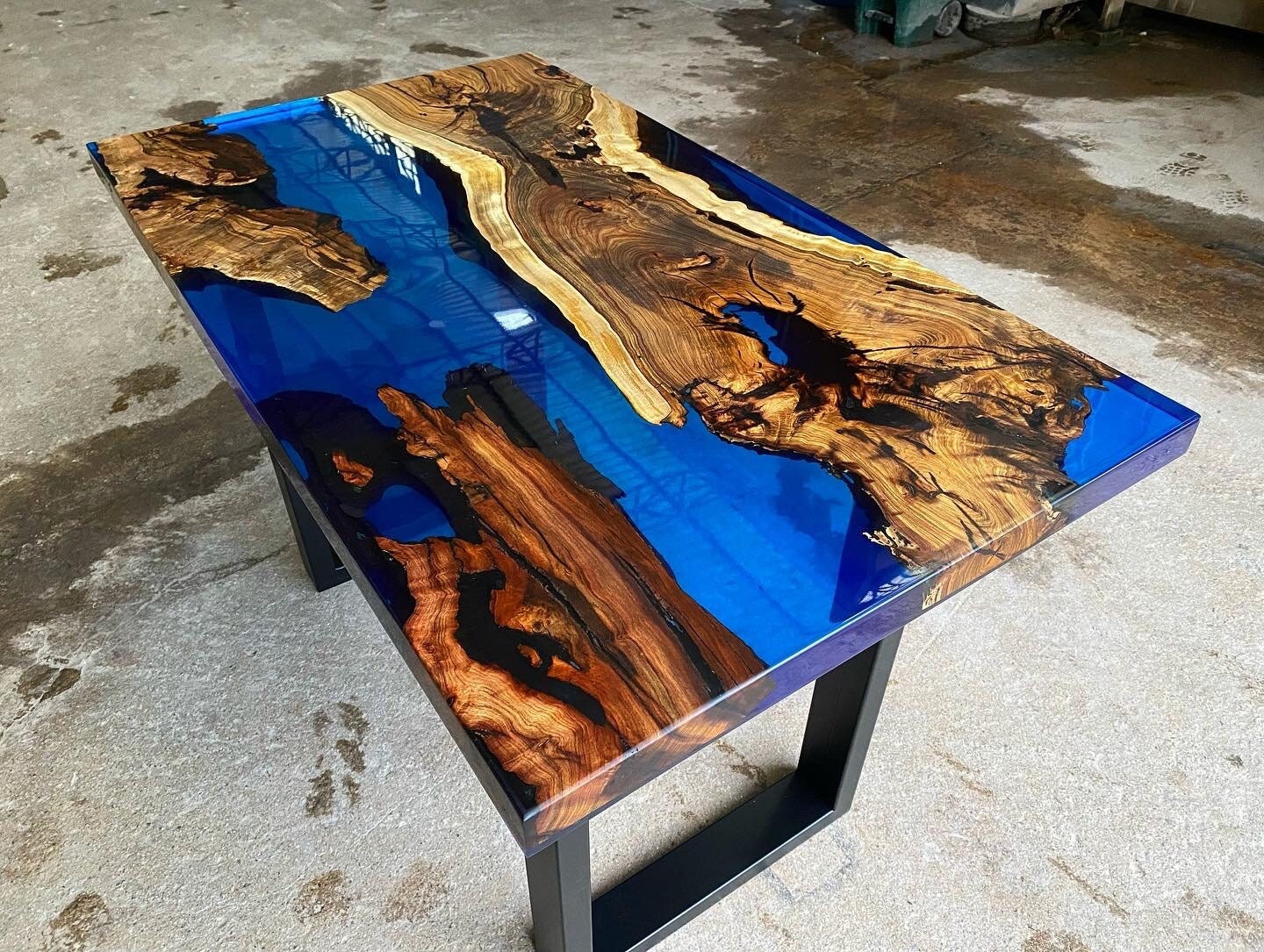 Made to Order Dark Hackberry Wood Blue Transparent Clear Epoxy River ...