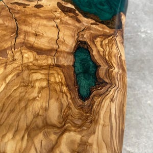 Custom Order Olive Wood Live Edge Emerald Green Color Epoxy Dining ...