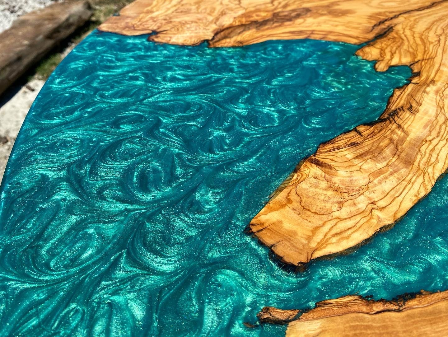 Custom Order Olive Emerald Green Clear Round Diameter Epoxy Resin Table ...