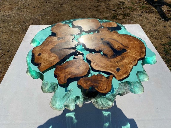 Custom Order Olive Teal Color Green Clear Round Diameter Epoxy - Etsy