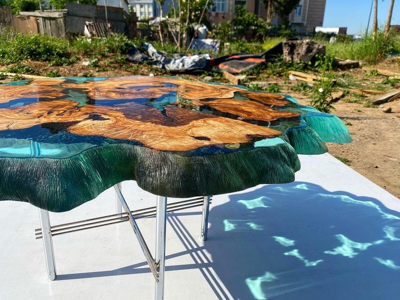 Custom Order Olive Teal Color Green Clear Round Diameter Epoxy Resin ...