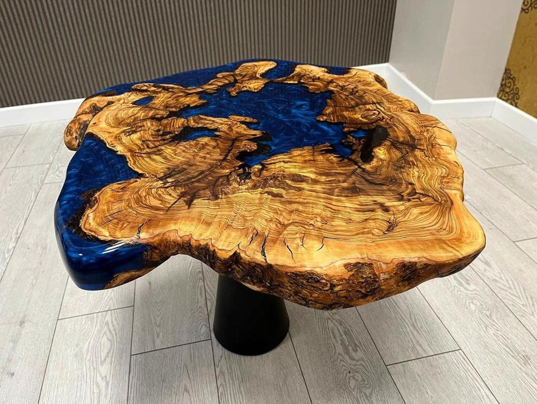Made to Order Darker Blue Navy Live Edge Round Diameter Epoxy Resin ...