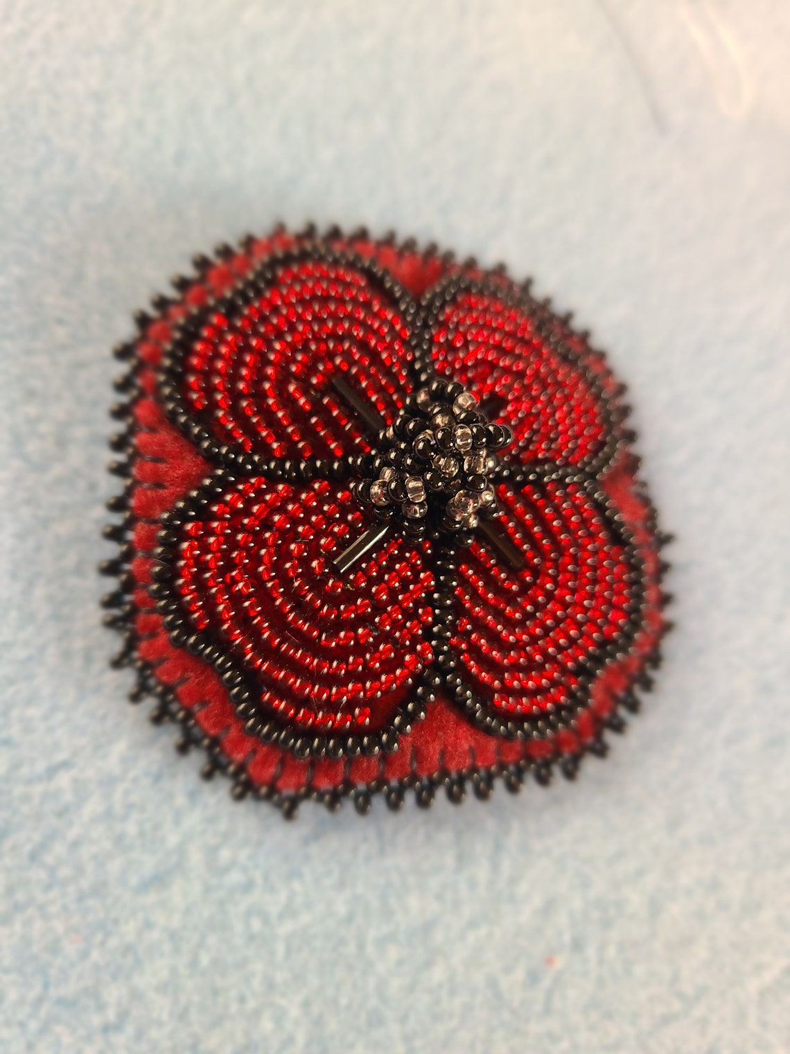 Beaded Poppy Brooch Remembrance Day Poppy Indigenous Veterans - Etsy Canada
