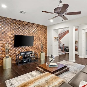 3D Diamond Natural Walnut Wall Panels- Easy DIY Wood Wall Panels ...