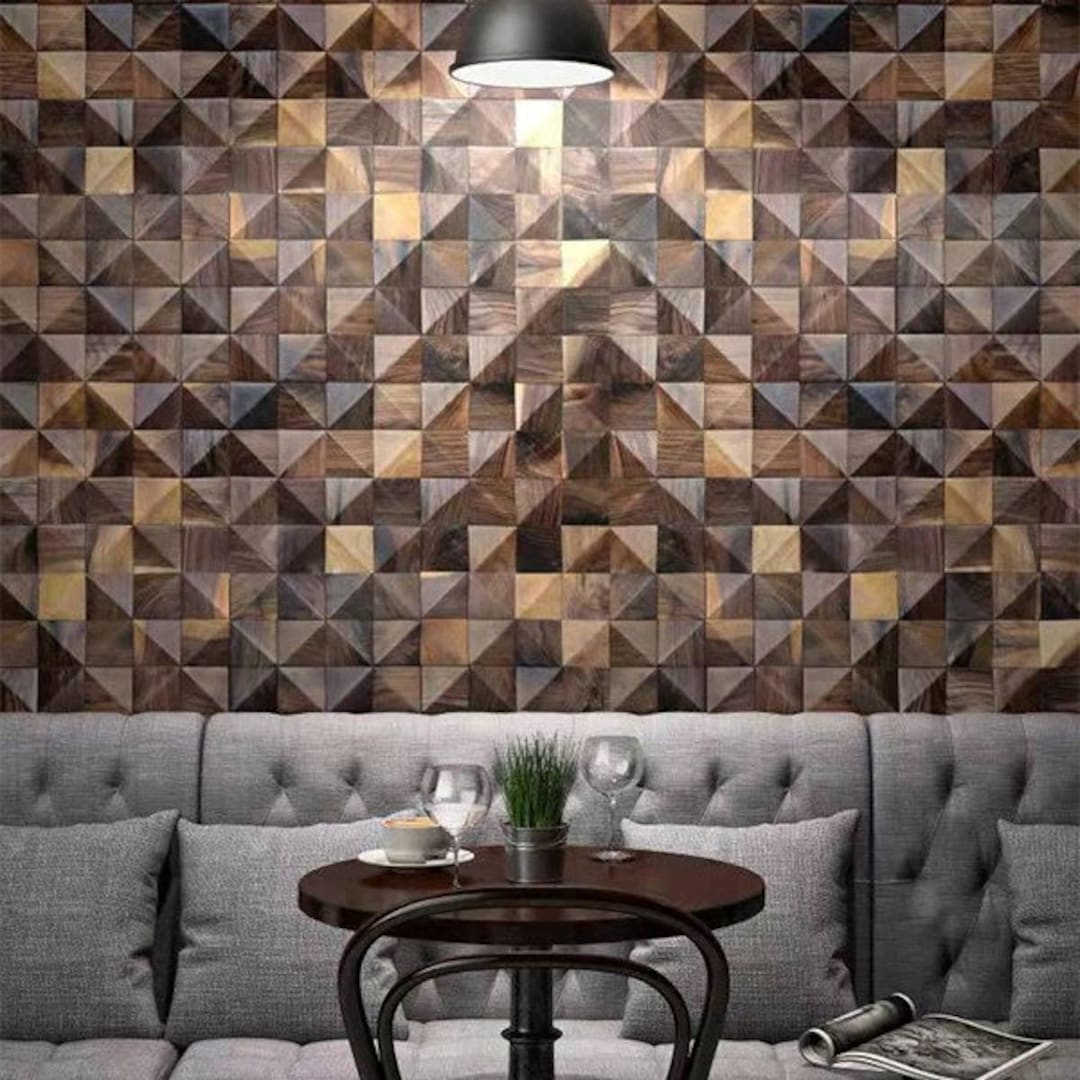 3D Diamond Natural Walnut Wall Panels- Easy DIY Wood Wall Panels ...