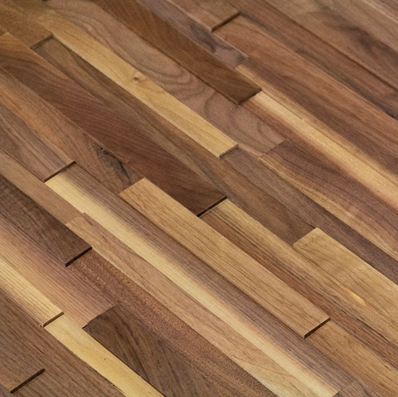 Natural Walnut 3D Stacked Panels, Easy DIY Wood Wall Panels, Shiplap ...