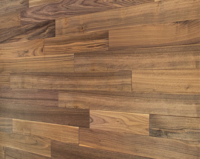 Natural Walnut Wood Wall Planks Panels Easy DIY With Self - Etsy