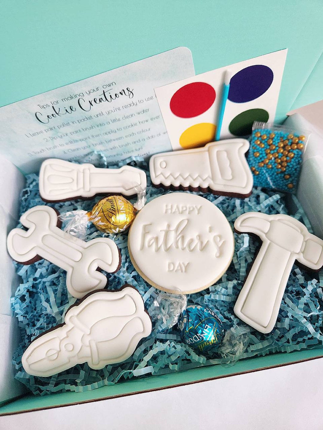 Paint Your Own Cookies Fathers Day Gift Box, Tool Kit - Etsy UK
