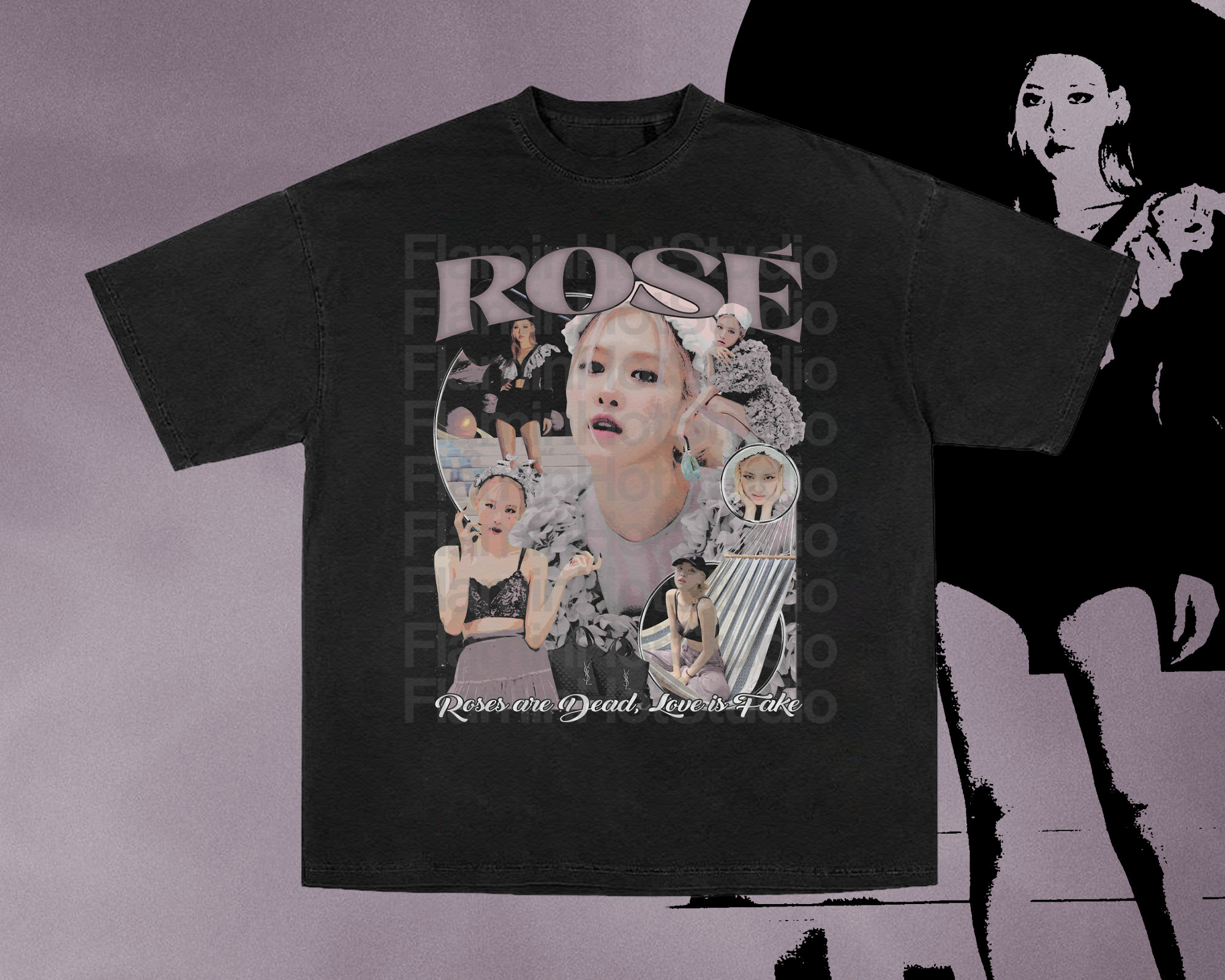 BLACKPINK Ros Bootleg Shirt Pink Venom Shut Down Y2K Born Pink Tour Merch