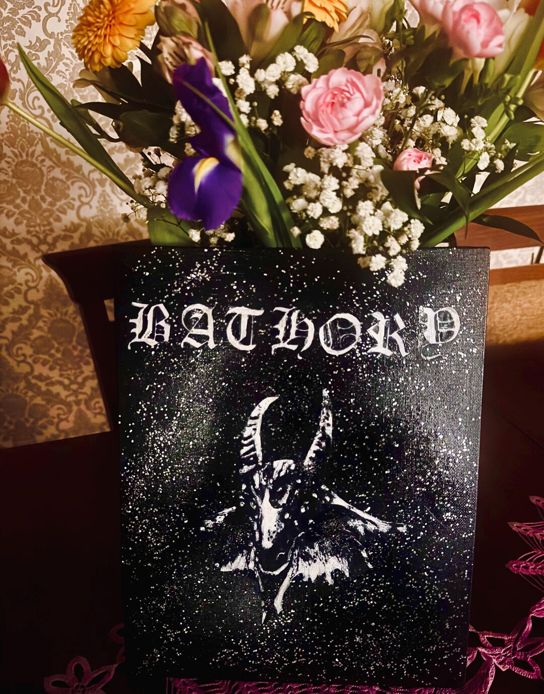 Bathory - Goat Painting (black/glitter Oil on Canvas) - Etsy