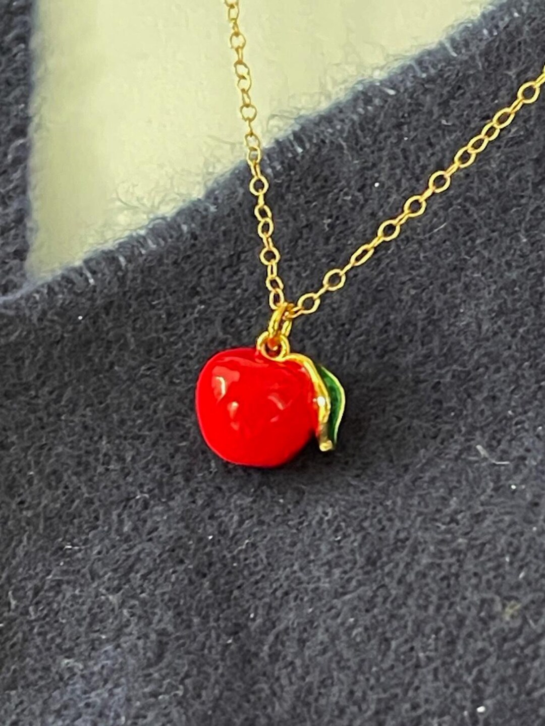3D Gold Filled Apple Necklace - Etsy