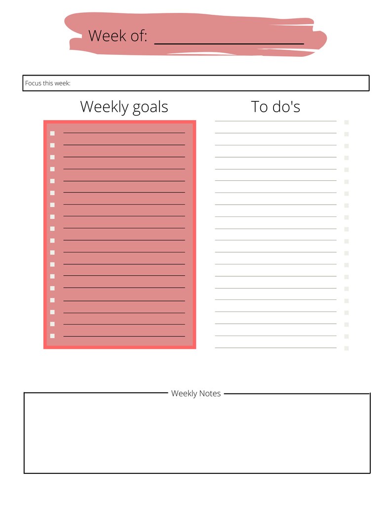 Red Weekly Planner - Etsy