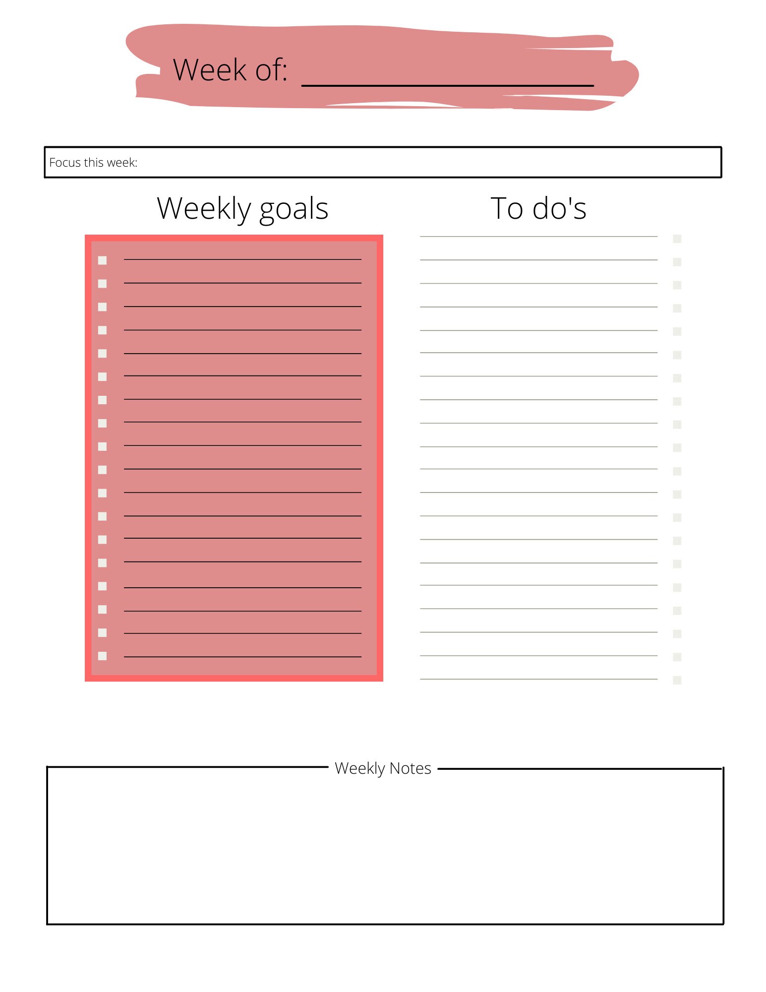 Red Weekly Planner - Etsy
