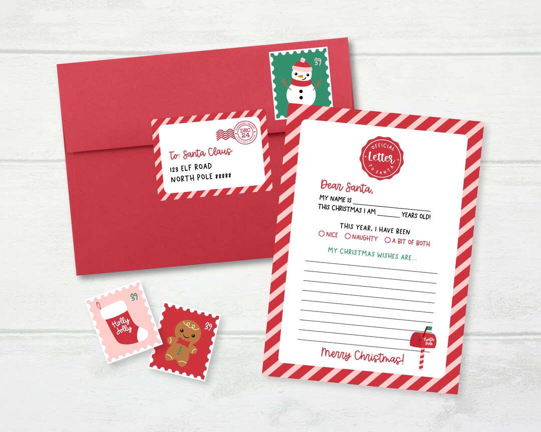 Letter to Santa Printable, Christmas Wish List, Santa Letter Template ...