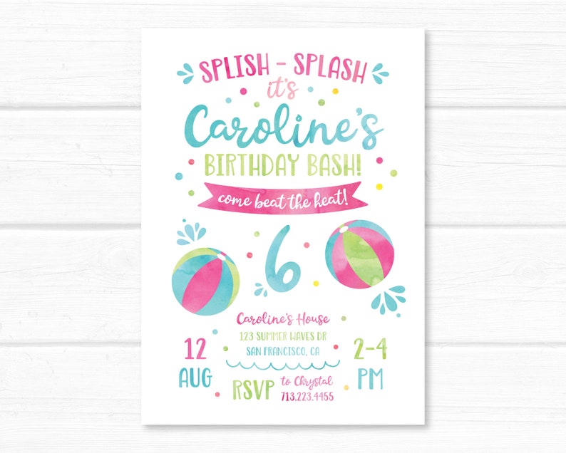Summer Party Invitation. Pool Party. Splash Pad Birthday - Etsy