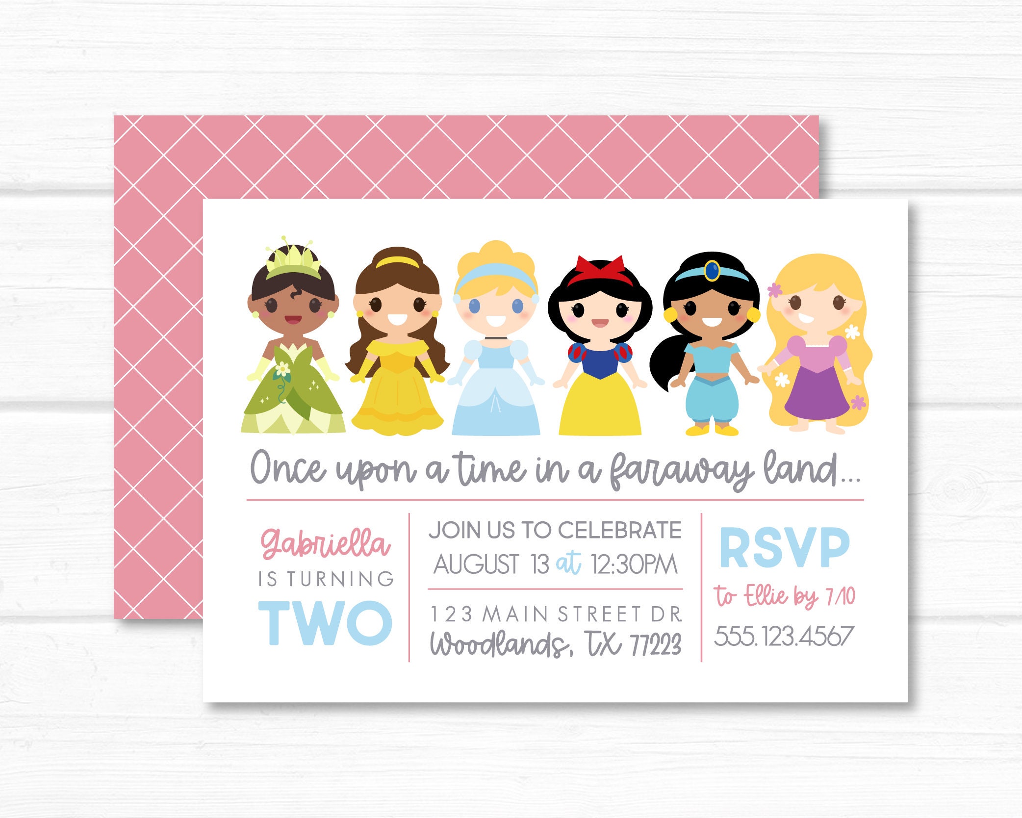 Disney Princesses Invitation. Princess Birthday Party - Etsy