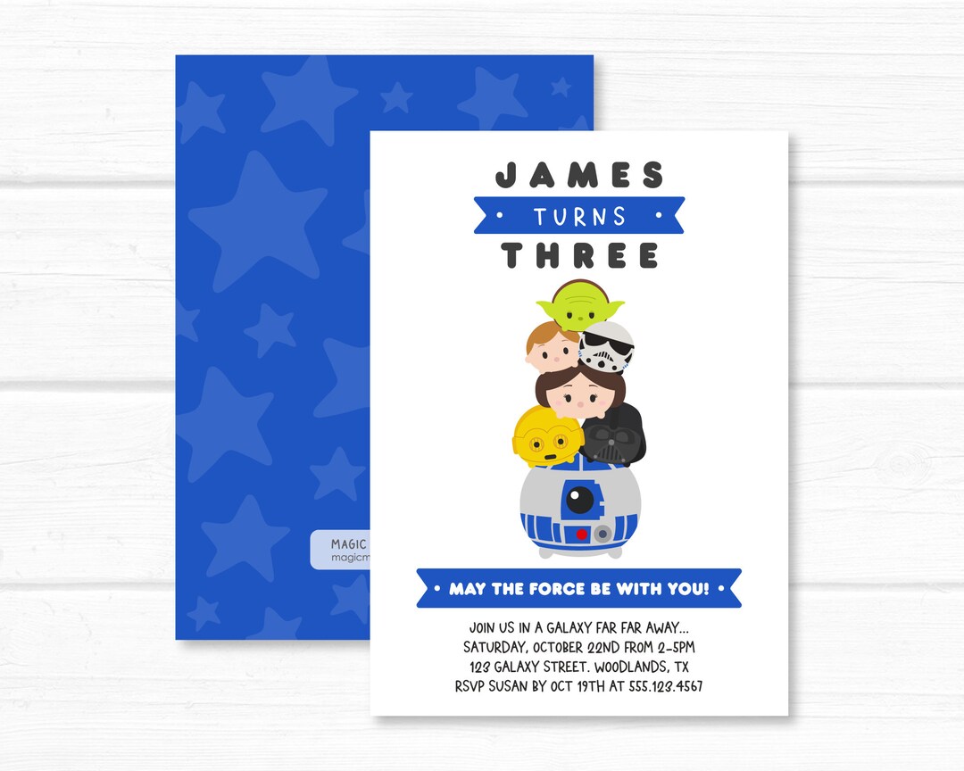 Star Wars Invitation. Droids R2D2 Tower of Friends Birthday Party ...