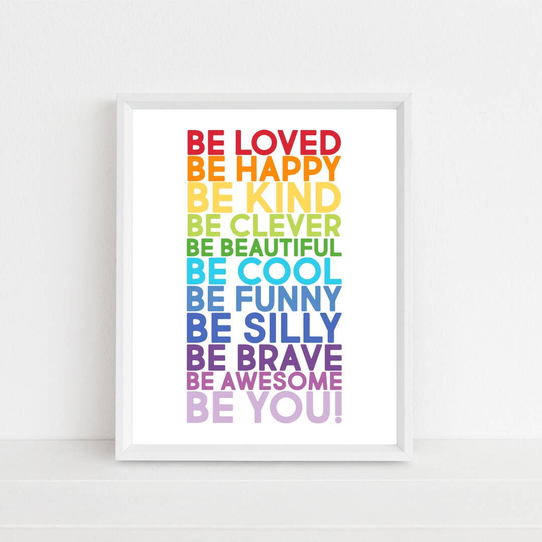 Be You Art Print Positive Quotes Instant Download Rainbow - Etsy