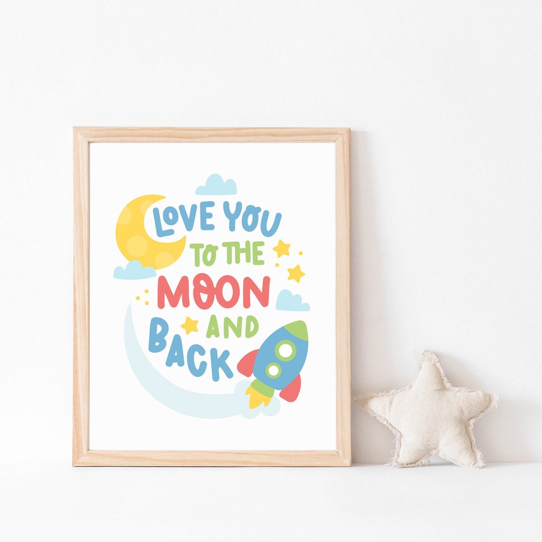 Love You to the Moon and Back Art Print, Instant Download Rocket Ship ...