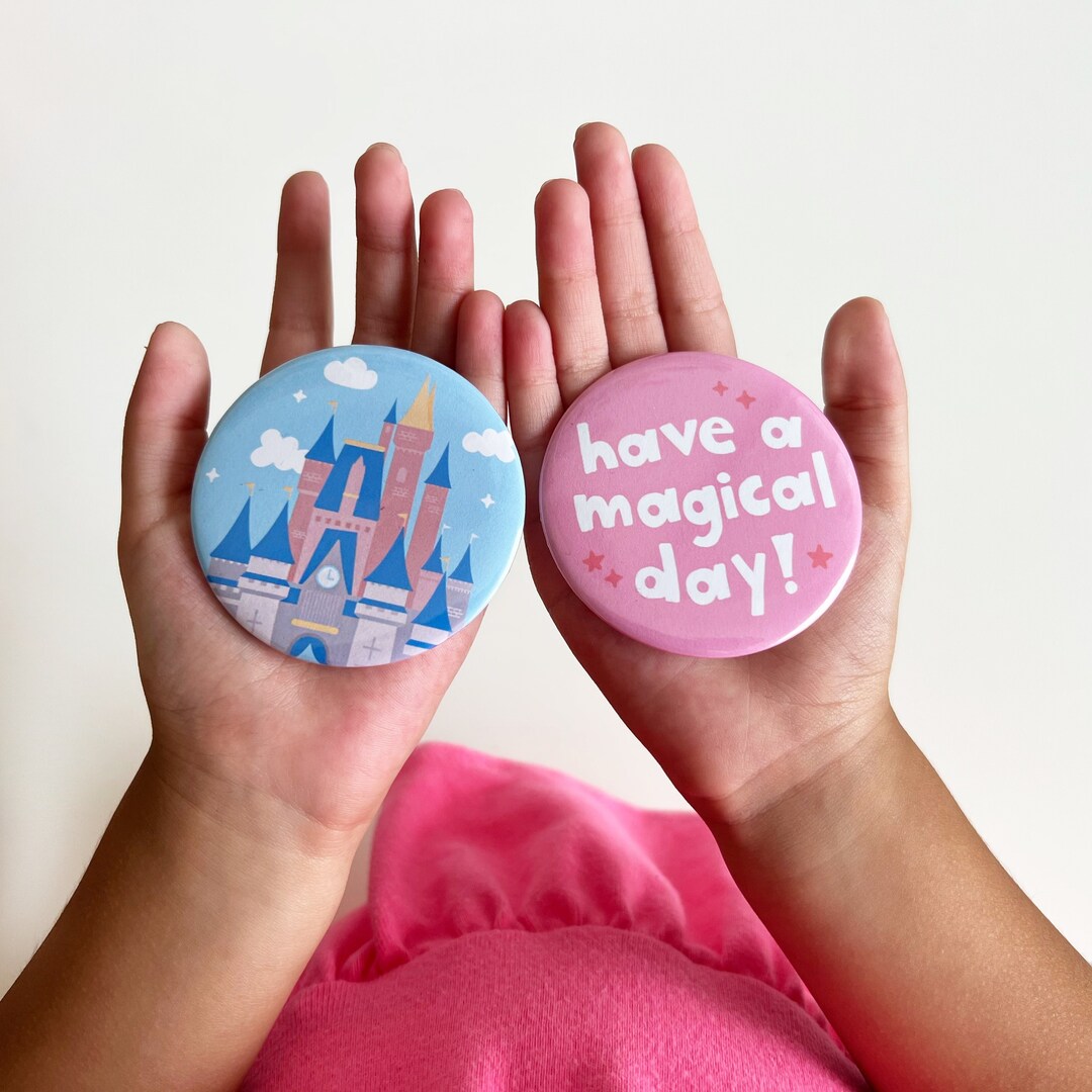 Disney Buttons Set, Pin Back Button. Disney Trip Magical Day and Disney ...