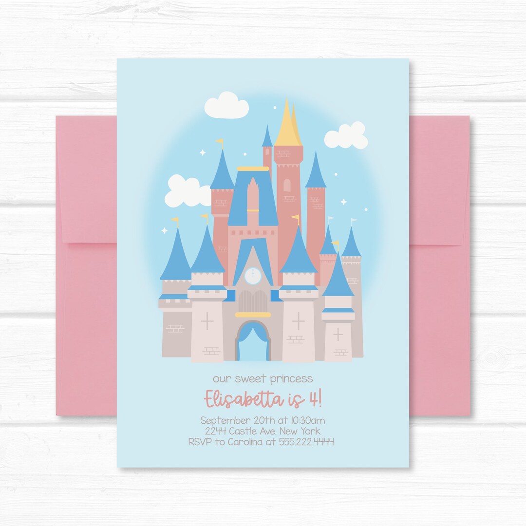 Castle Invitation. Princess Disney Castle Birthday Party Personalized ...
