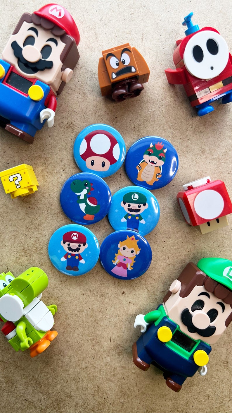 Video Game Set Buttons. Inspired Mario Bros Pin Back Button. - Etsy