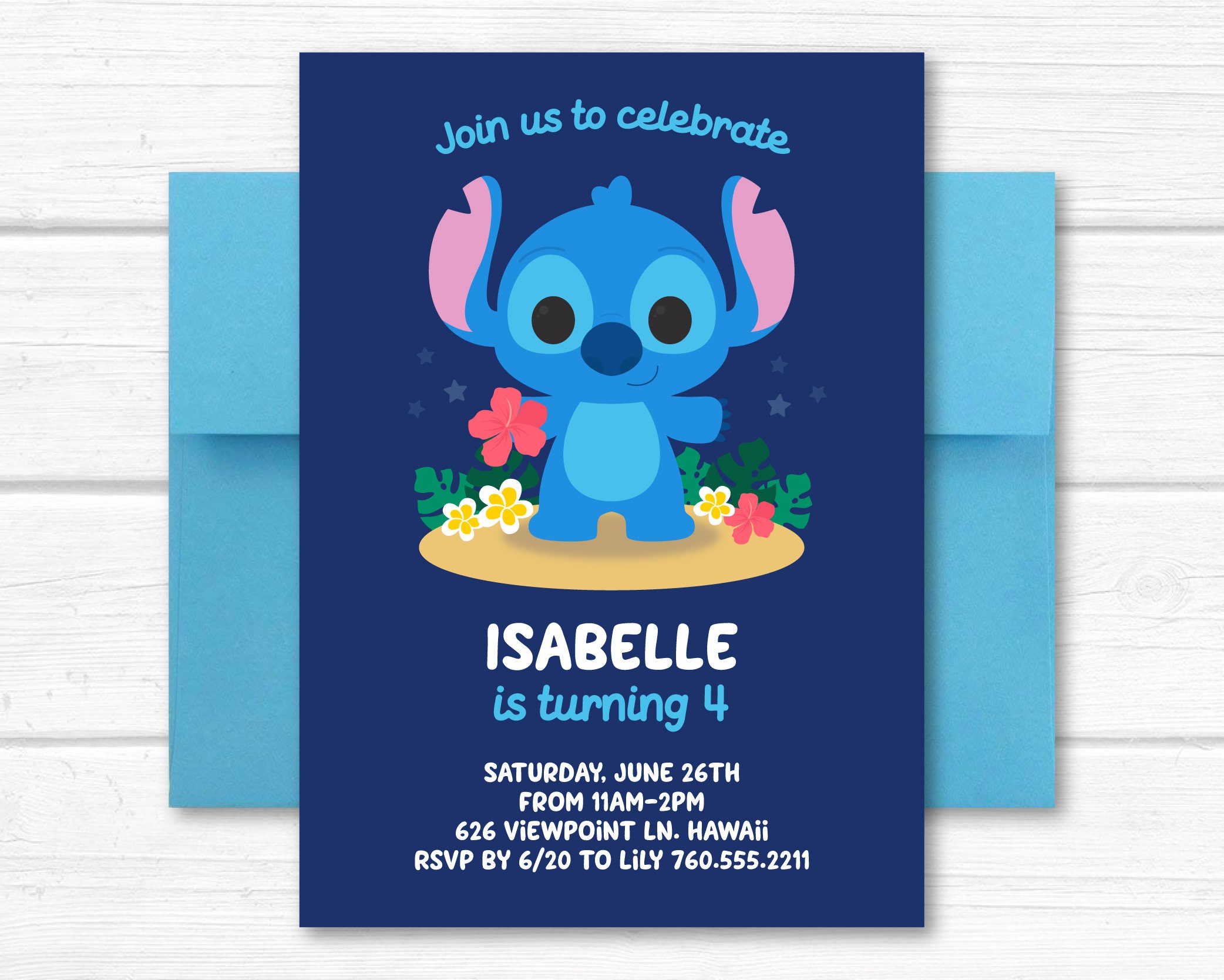 Stitch Invitation. Stitch Birthday Party Personalized Invite. - Etsy