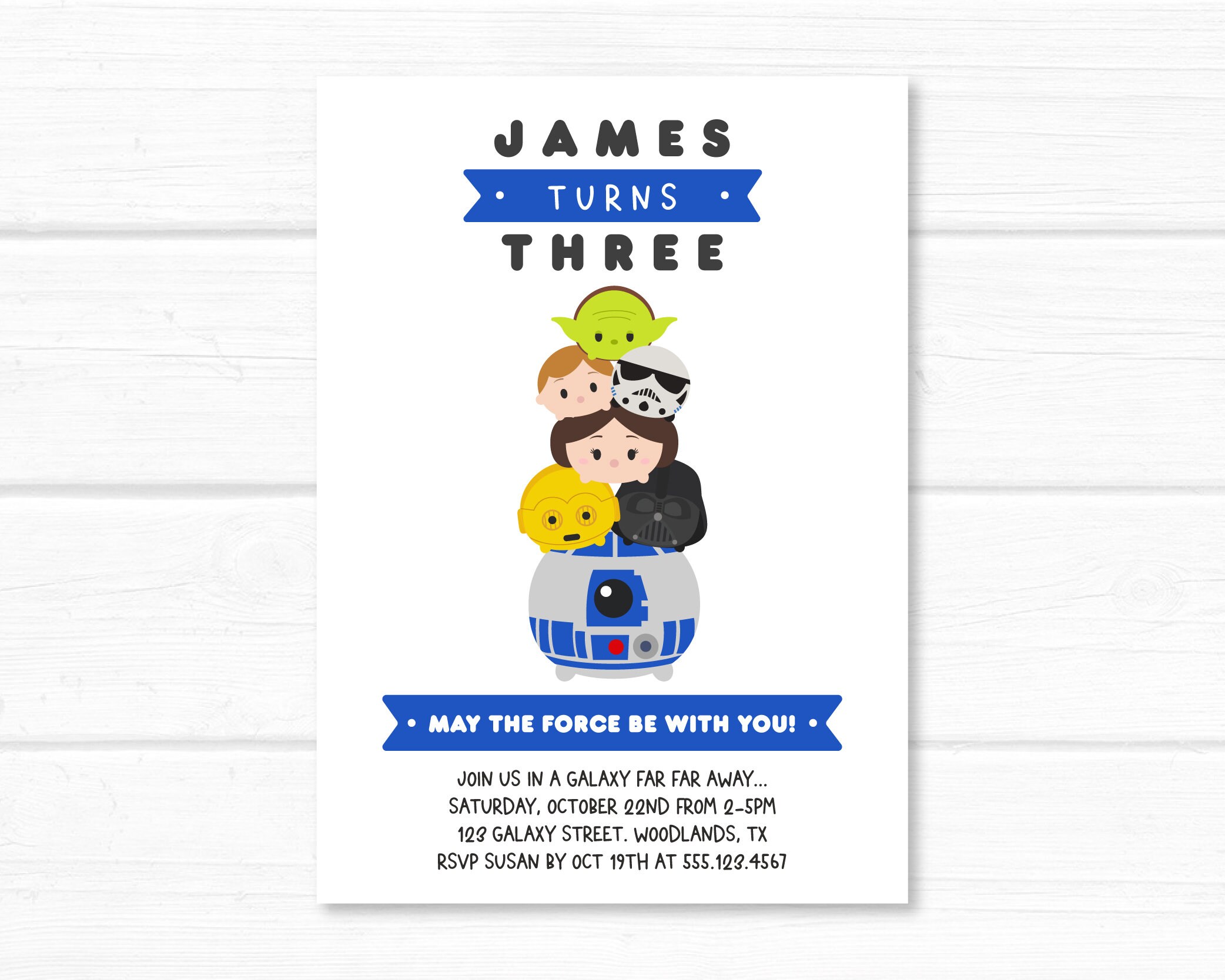 Star Wars Invitation. Droids R2D2 Tower of Friends Birthday - Etsy