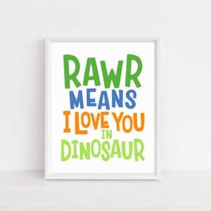 Rawr Means I Love You in Dinosaur Art Print, Dino T Rex Print Instant ...