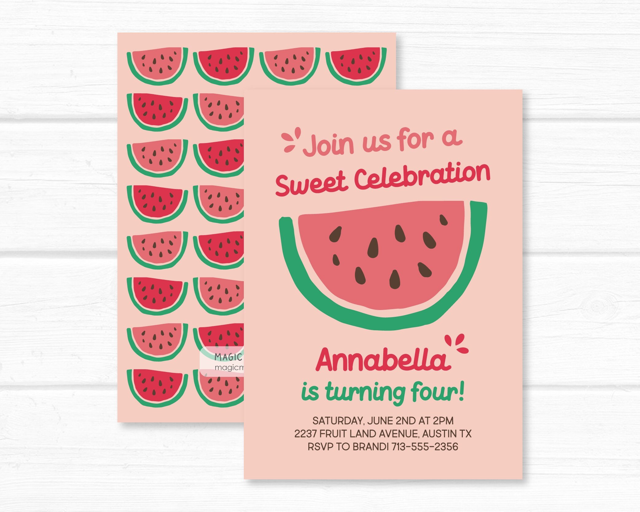 Watermelon Invitation. Fruit Salad Party. One in a Melon - Etsy