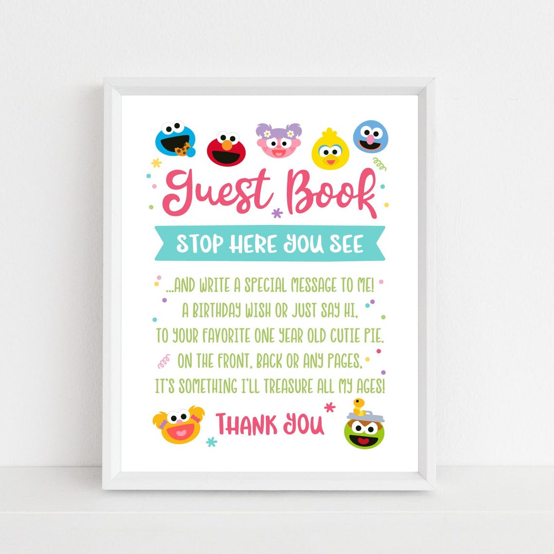 Guest Book Printable Sign. First or Second, Any Age Birthday Sign Book ...