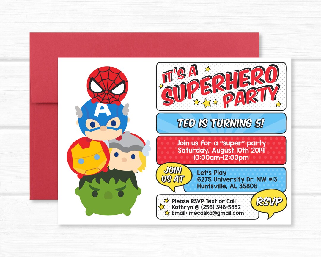 Super Heroes Invitation. Birthday Party Personalized. Printable Digital ...