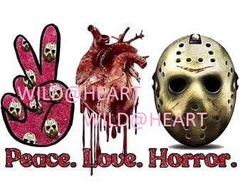 Peace Love Horror | Etsy