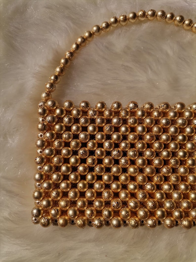 Gold Bead Bag, Boho Women Handbag, Bead Shoulder Bag, Women Bead Bag ...