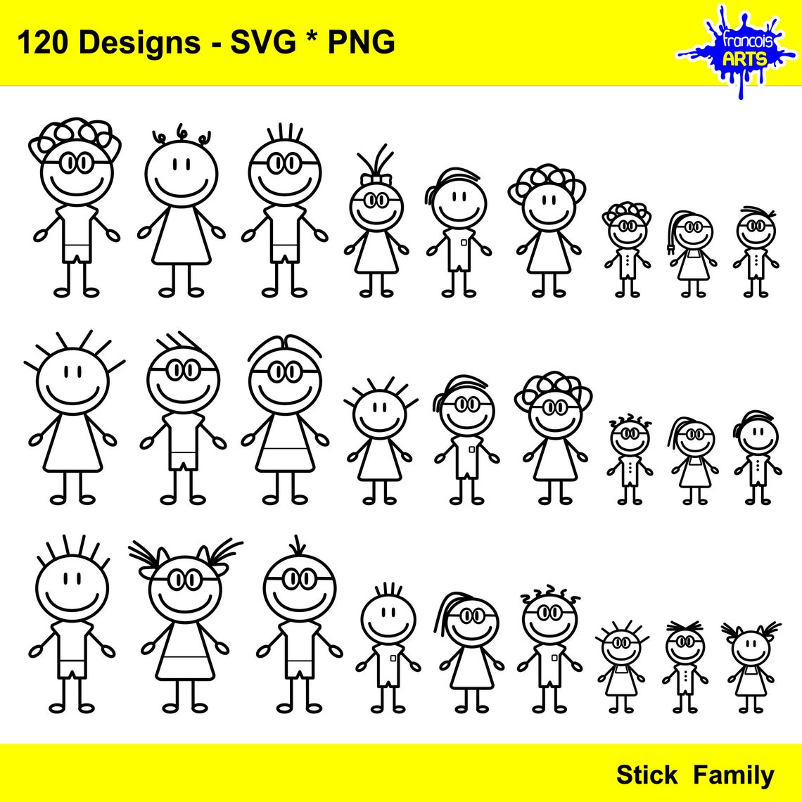 Stick People Svg, Stick Family Svg, Stick Figures Svg, Stick Kids Svg ...
