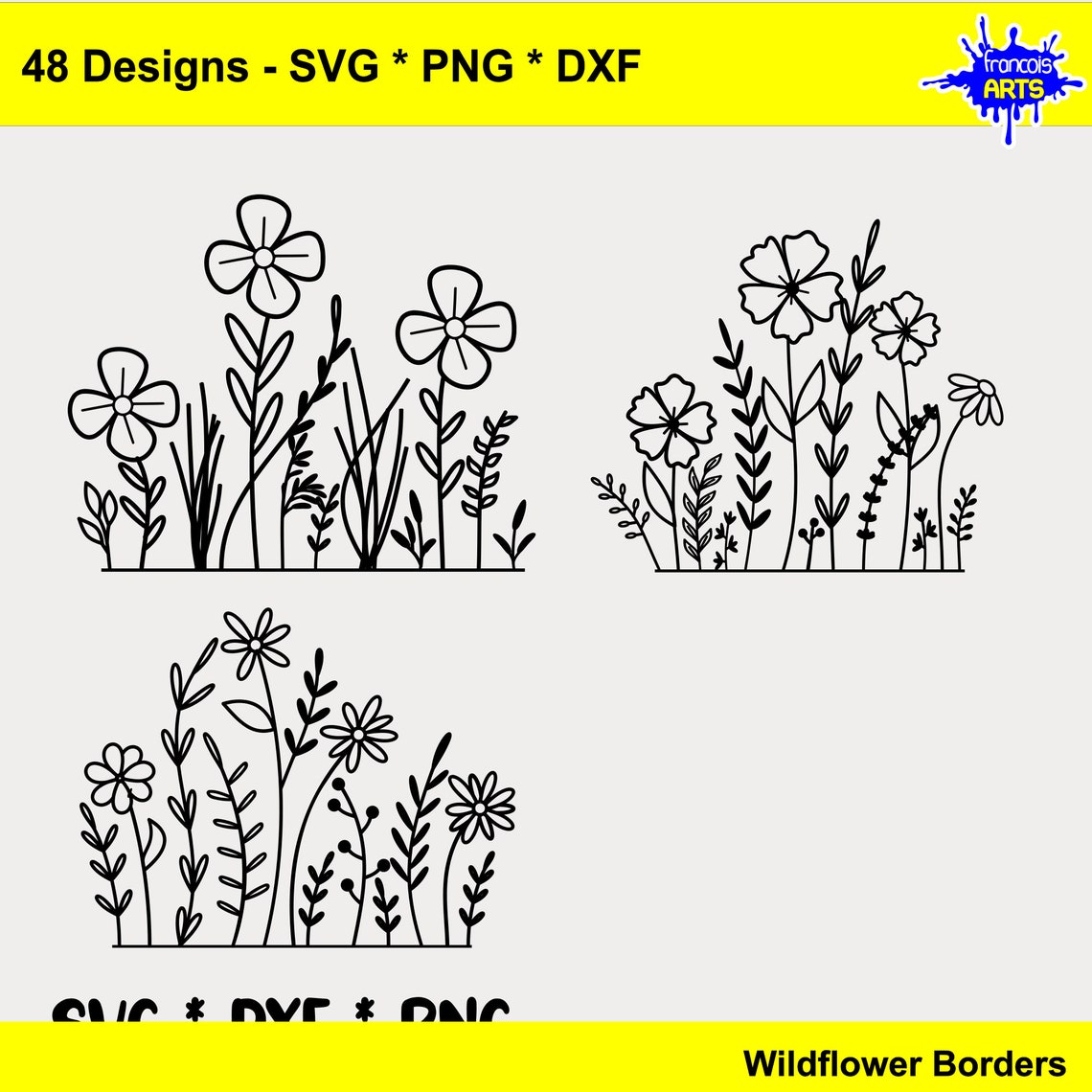 Wildflowers Svg, Wildflower Border Svg, Floral Svg, Flower Meadow Svg ...