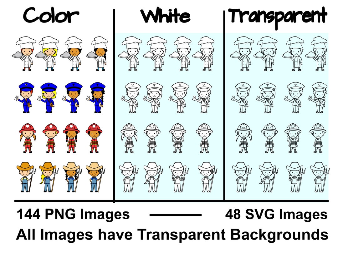 Jobs Clipart in Color With Transparent Backgrounds PNG - Etsy