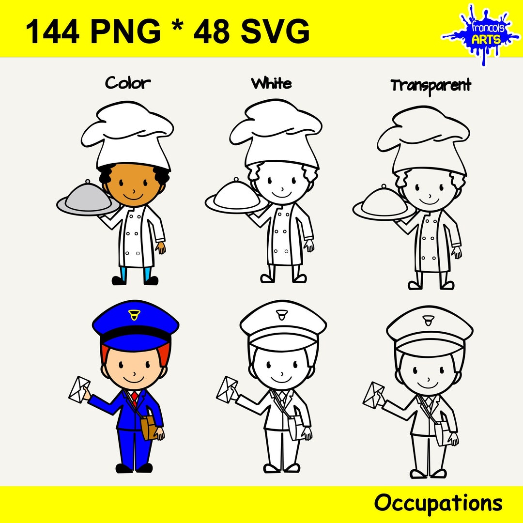 Jobs Clipart in Color With Transparent Backgrounds PNG, Occupations ...