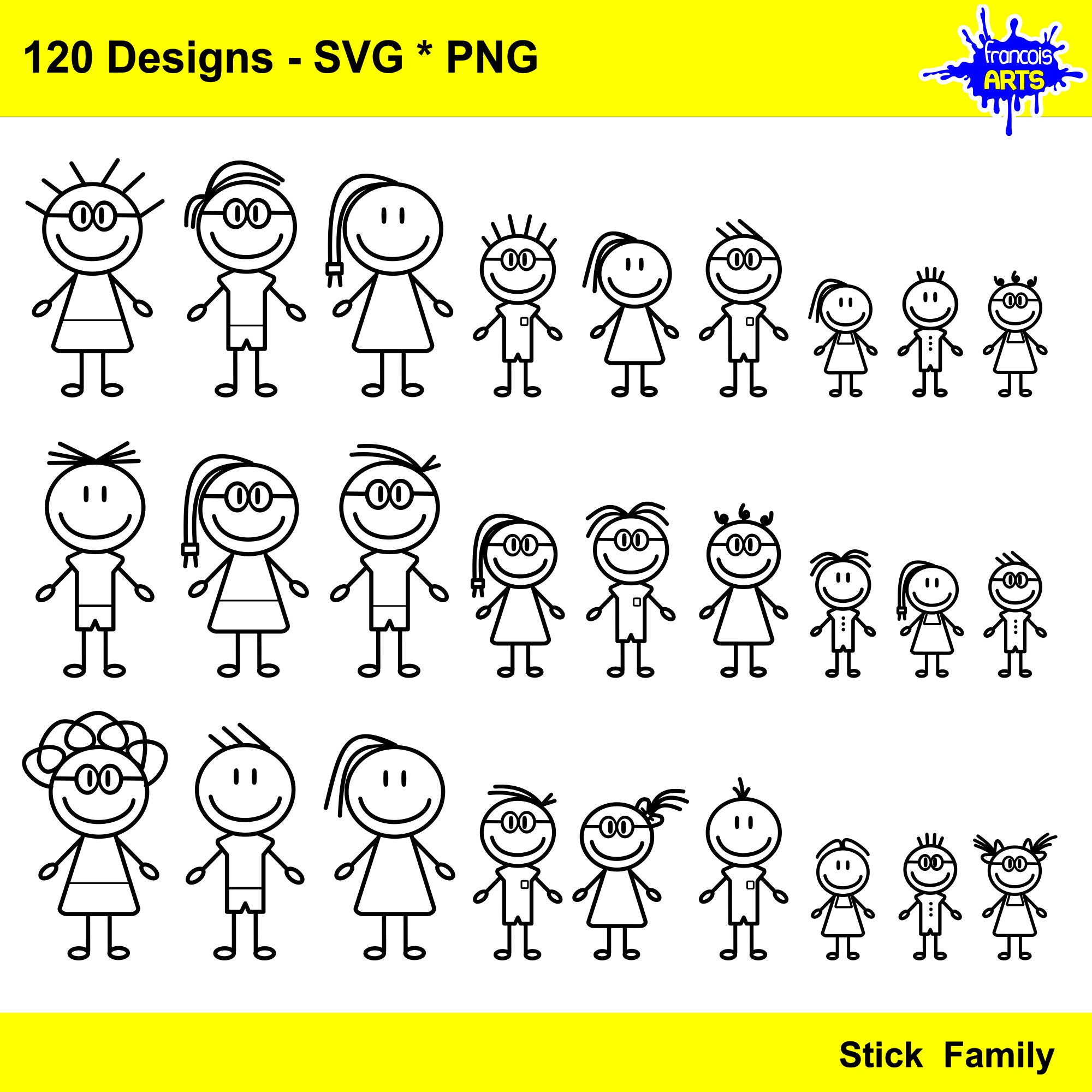 Stick People Svg, Stick Family Svg, Stick Figures Svg, Stick Kids Svg ...