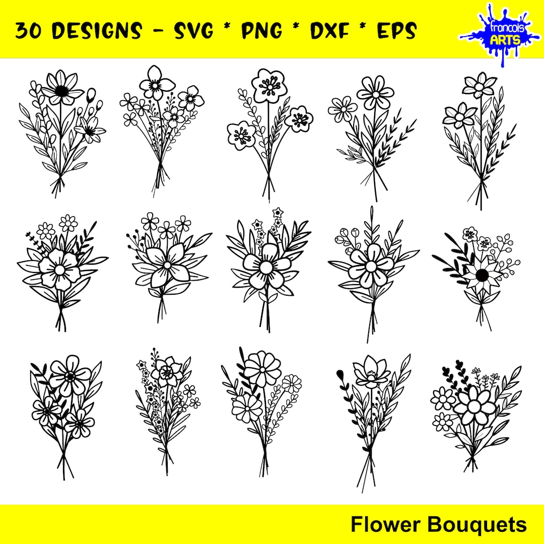 Bouquet SVG Bundle | Flower Svg Bundle | Floral Svg | Wildflowers Svg ...