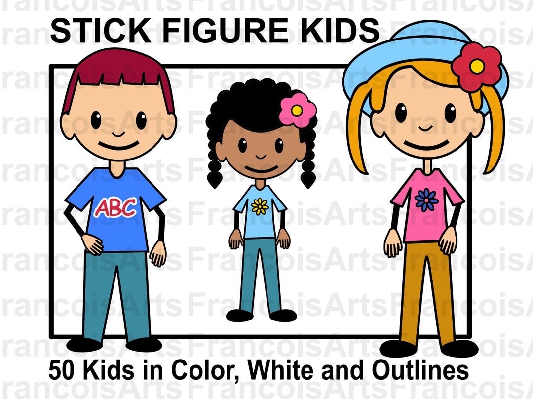Stick Figure Kids SVG PNG Pdfstick Figure Kids Clipart Stick - Etsy