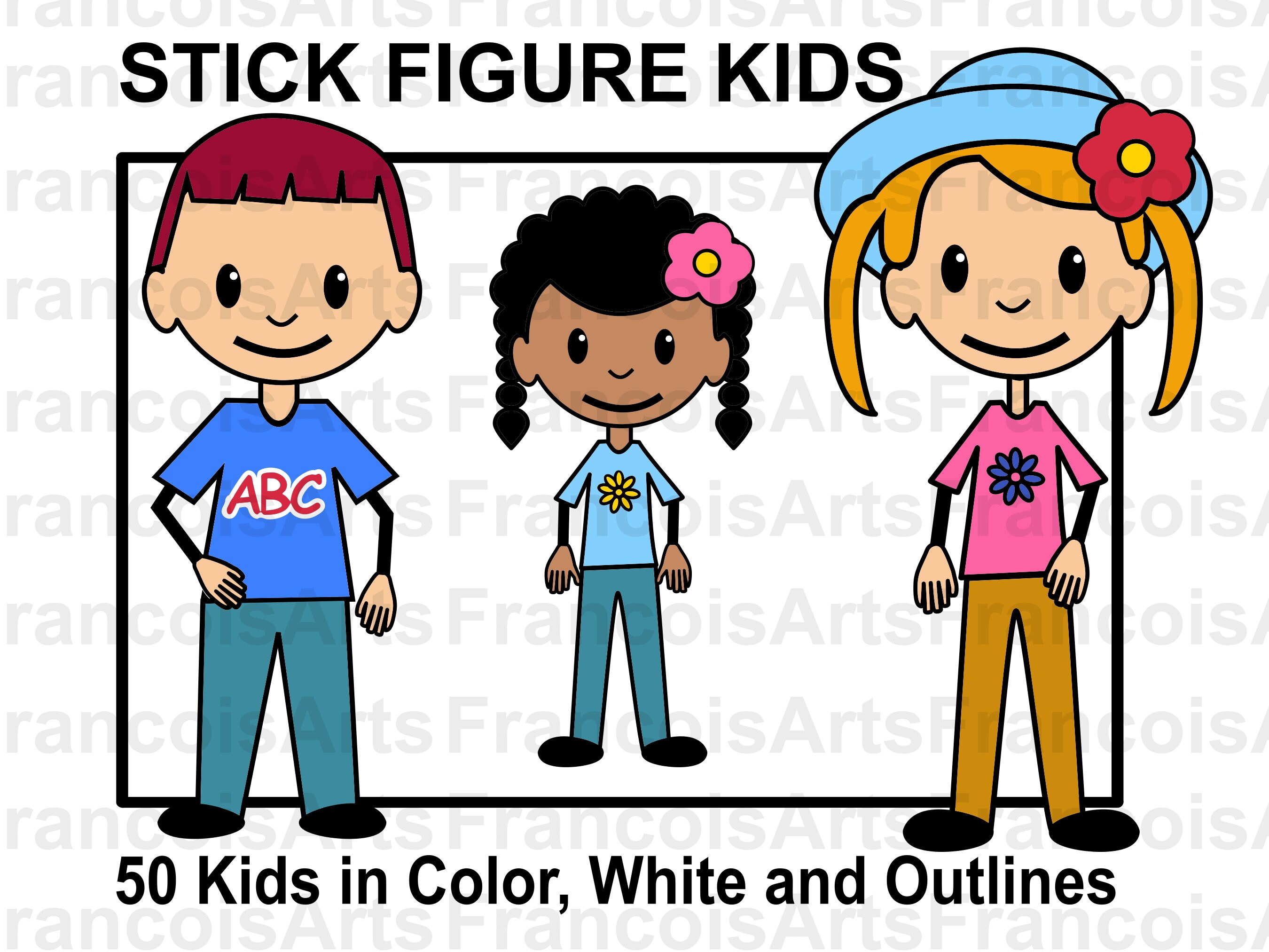 Stick Figure Kids SVG PNG Pdfstick Figure Kids Clipart Stick - Etsy