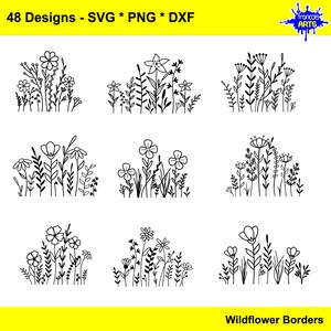 Wildflowers Svg, Wildflower Border Svg, Floral Svg, Flower Meadow Svg ...