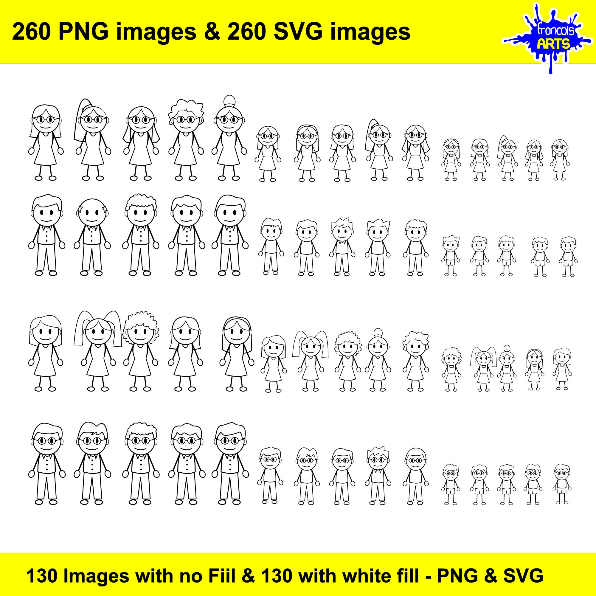 Stick Figure Family SVG and Stick Family Png Clipart. Stick Family for ...