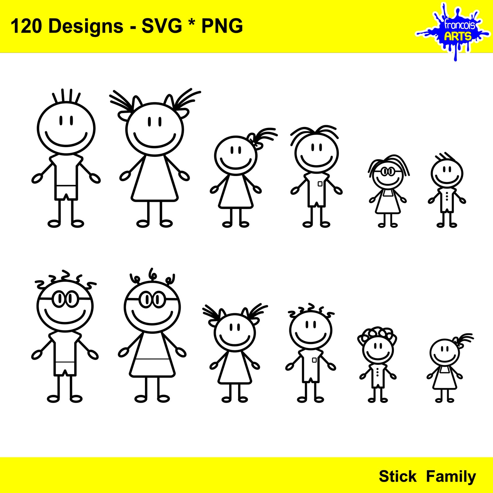 Stick People Svg, Stick Family Svg, Stick Figures Svg, Stick Kids Svg ...