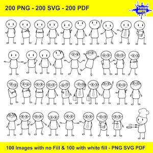 Stick Figures SVG PNG Clipart Bundle, Stick Family Svg Bundle, Stick ...