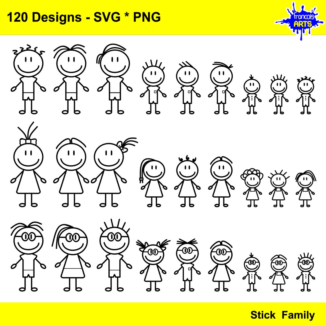 Stick People Svg, Stick Family Svg, Stick Figures Svg, Stick Kids Svg ...