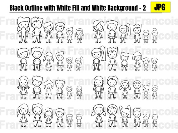 Stick Figure Family Of 7 People