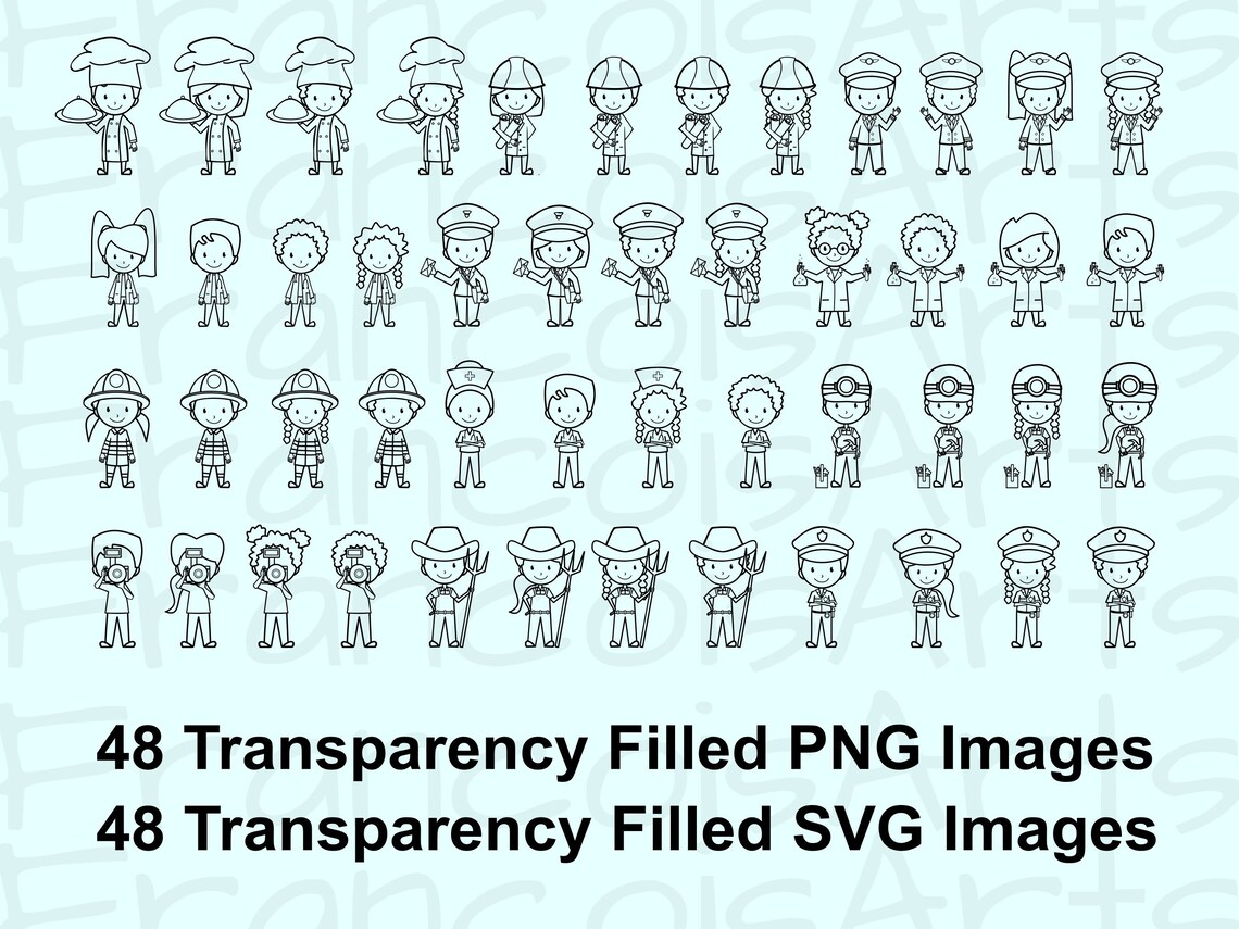 Jobs Clipart in Color With Transparent Backgrounds PNG, Occupations ...